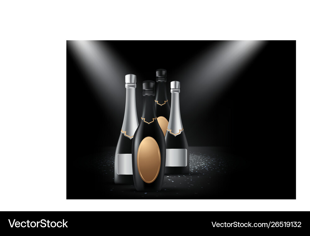 Party invitation card with bottle champagne Vector Image