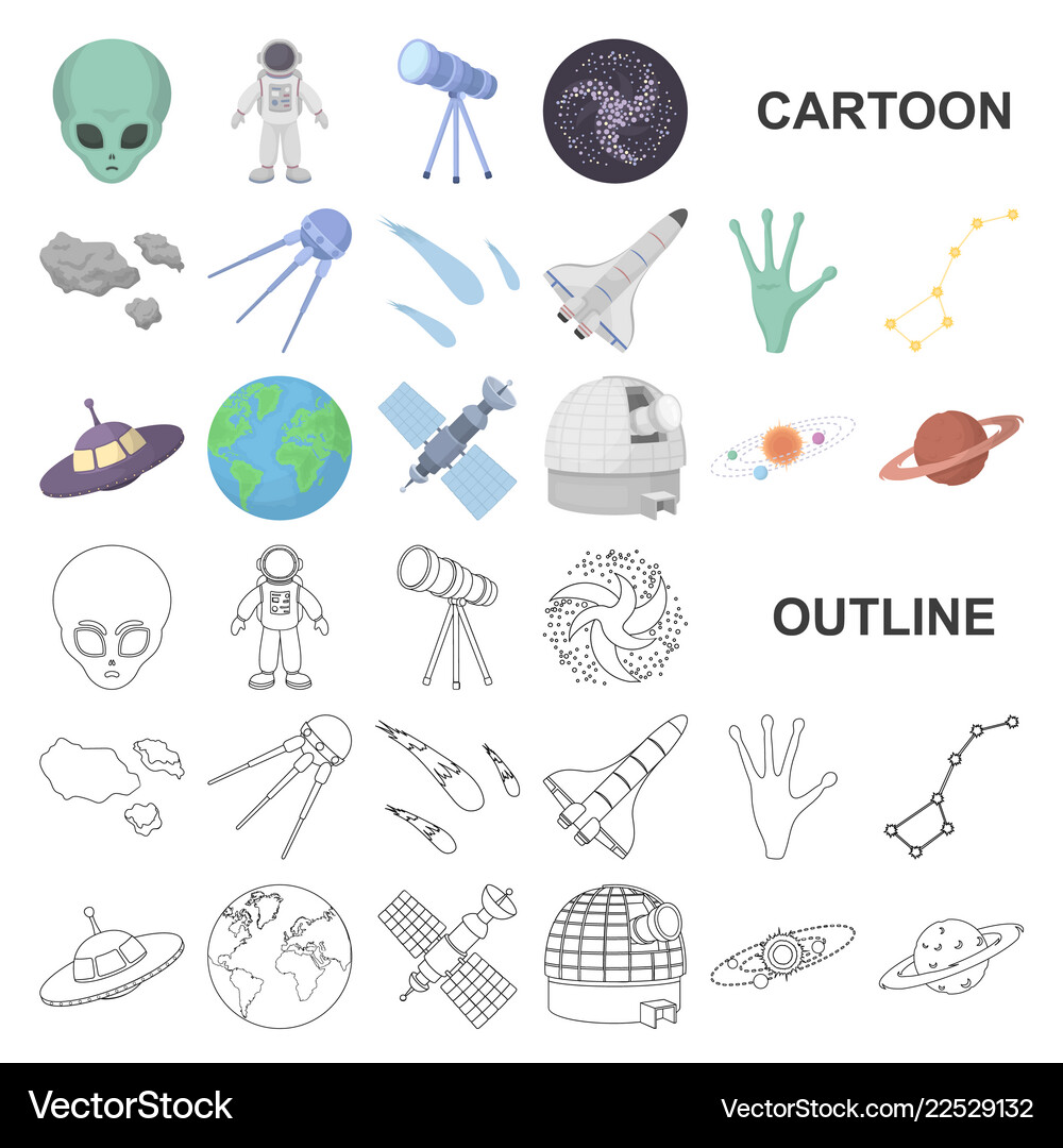 Space technology cartoon icons in set collection Vector Image