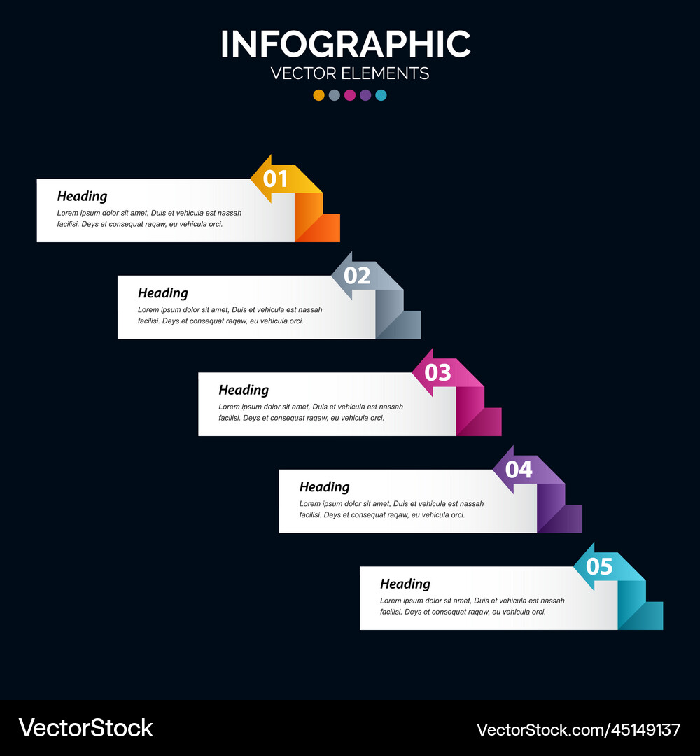 5 steps infographics design and marketing can Vector Image