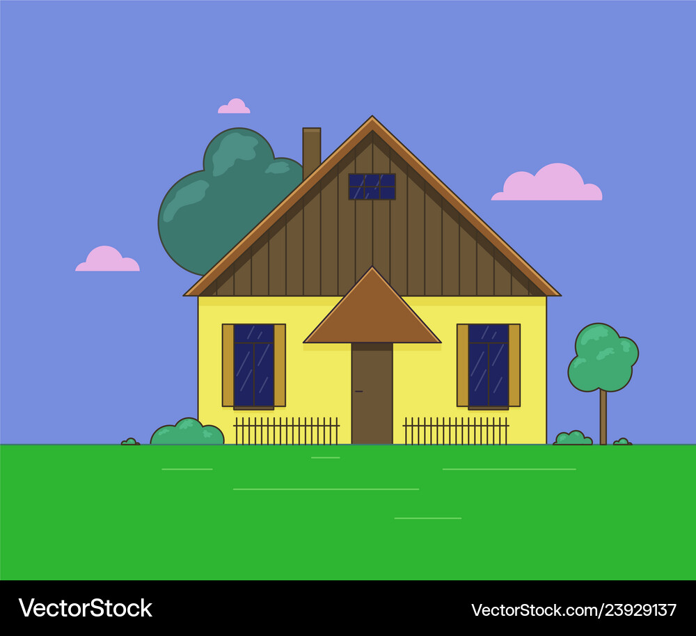 A little house landscape Royalty Free Vector Image