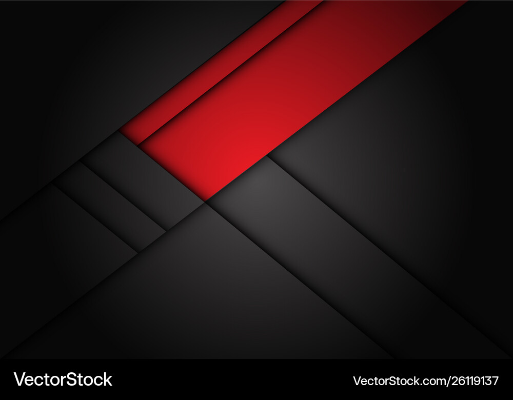 Abstract red label overlap on dark grey metallic Vector Image