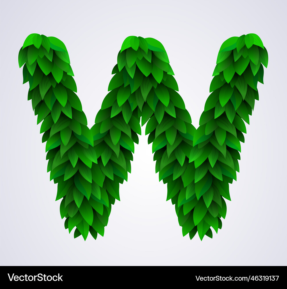 Alphabet letters made from fresh green leafs Vector Image