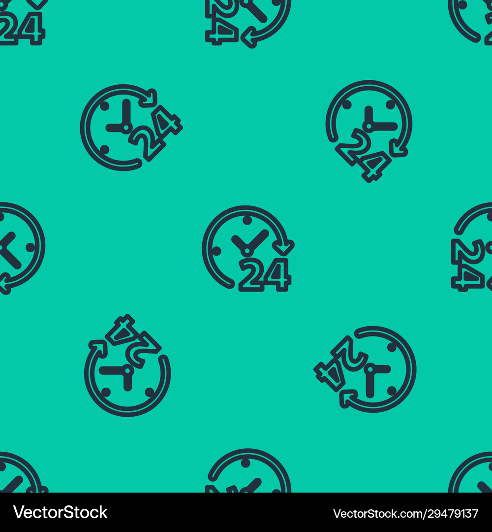Blue line clock 24 hours icon isolated seamless Vector Image