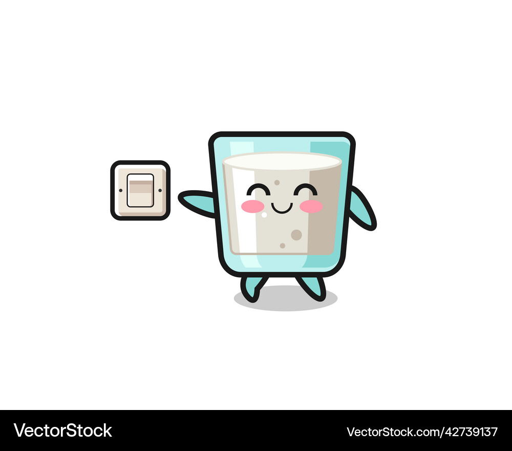 Cartoon milk is turning off light Royalty Free Vector Image