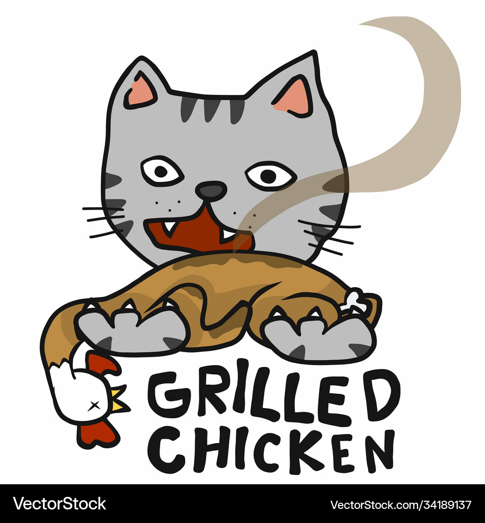 Cute Cartoons Cat And Chicken Cute Fried Chicken Cat Illustration With