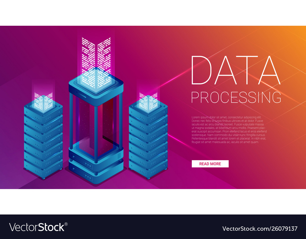 Concept big data processing energy station Vector Image
