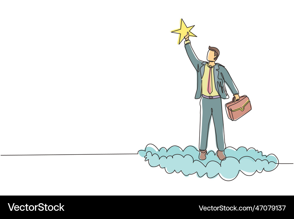 Continuous one line drawing success businessman Vector Image