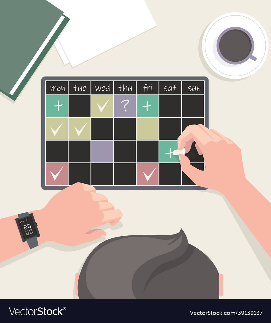 Diary completing tasks Royalty Free Vector Image