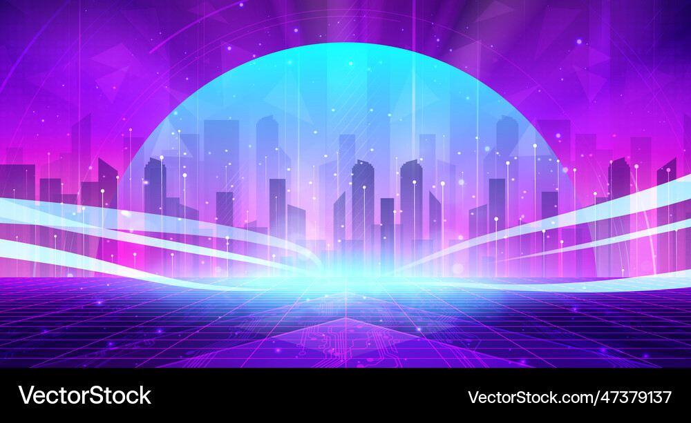 Digital technology metaverse neon blue pink purple