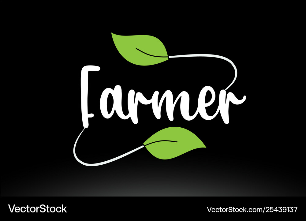 Farmer word text with green leaf logo icon design Vector Image