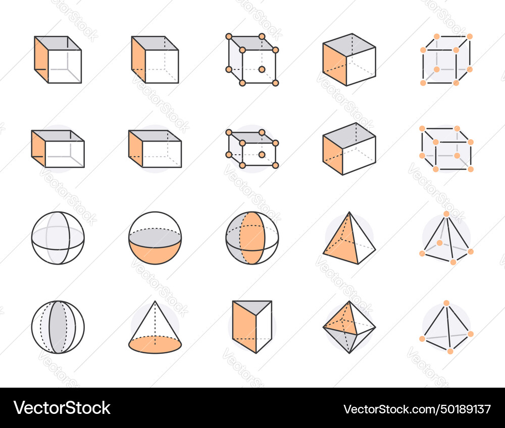 Geometric shapes flat line icons set abstract Vector Image