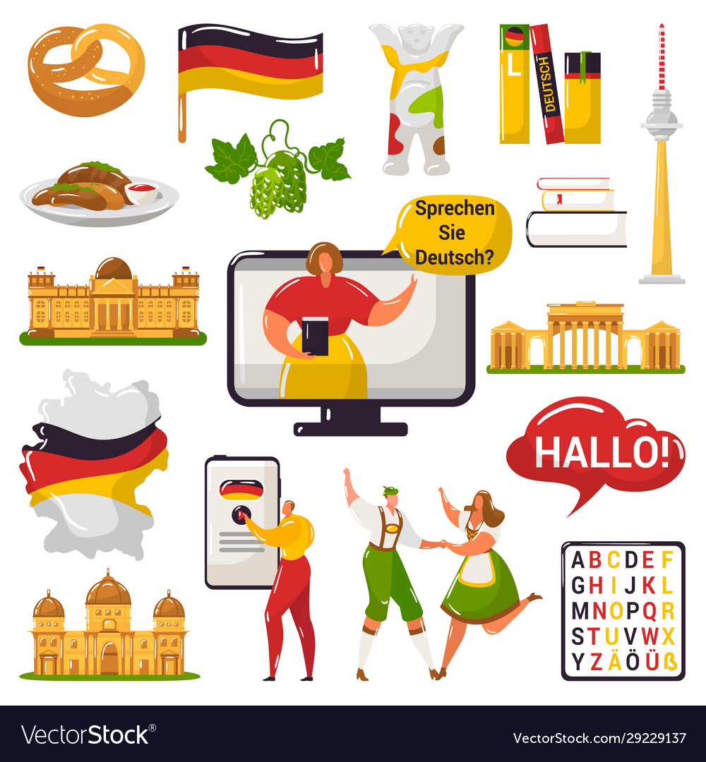 German learning and education or tourism travel Vector Image