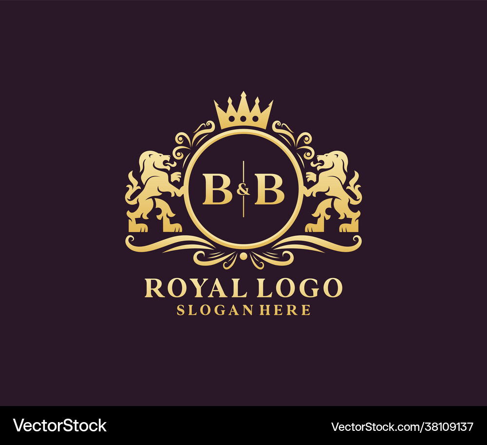 Initial bb letter lion royal luxury logo template Vector Image