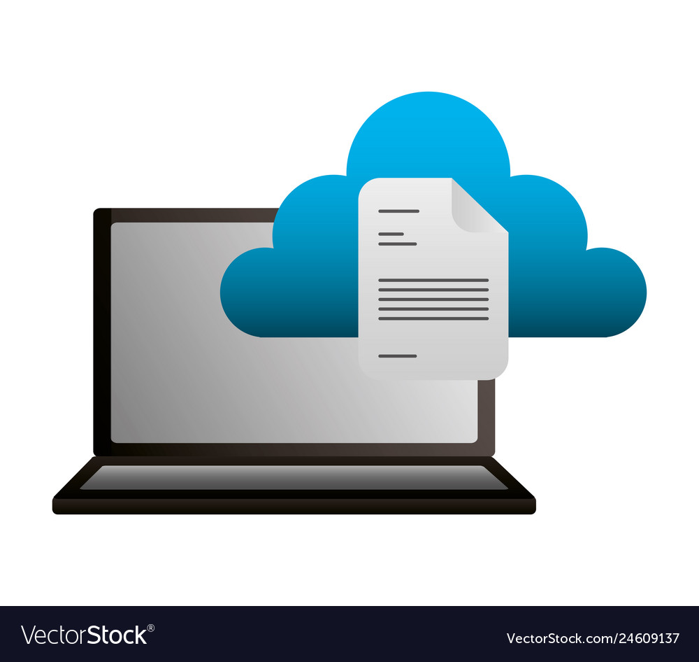 Laptop cloud computing document file Royalty Free Vector