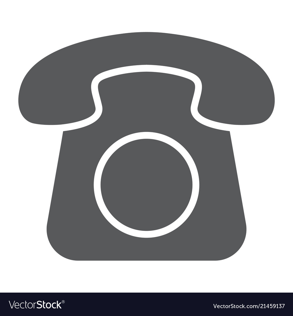 Old phone glyph icon contact us and telephone Vector Image Old phone glyph icon contact us and telephone Vector Image