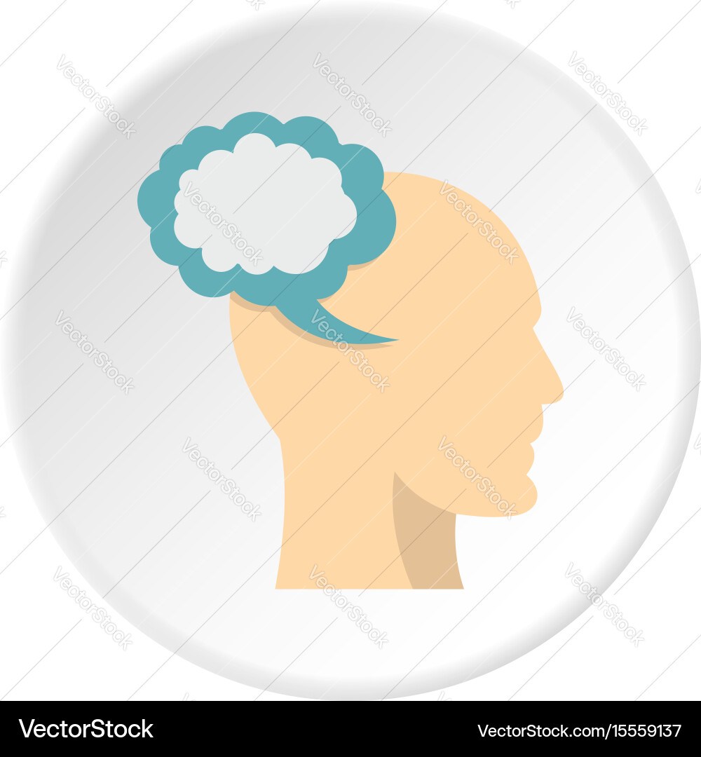 Profile of the head with cloud inside icon circle Vector Image