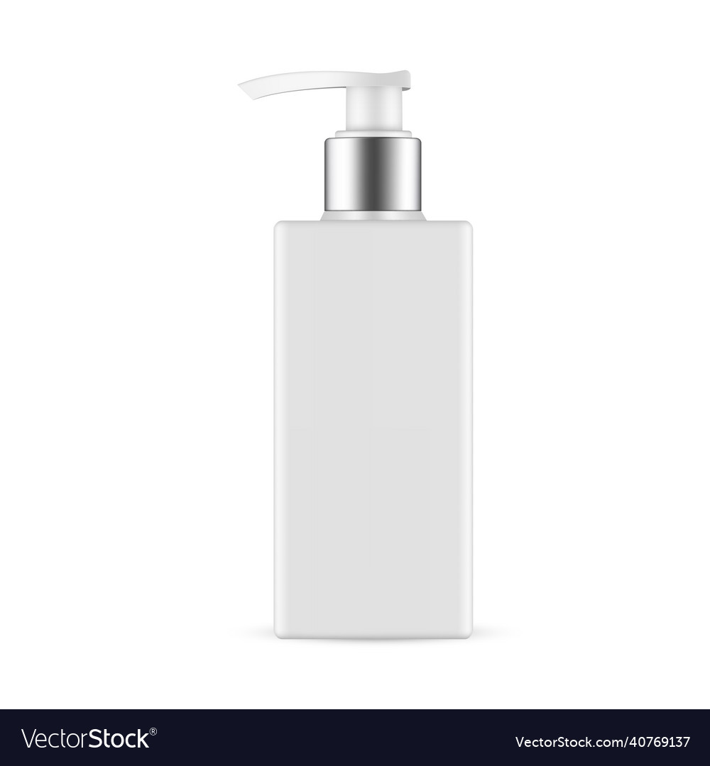 Rectangular plastic pump bottle with metallic cap Vector Image
