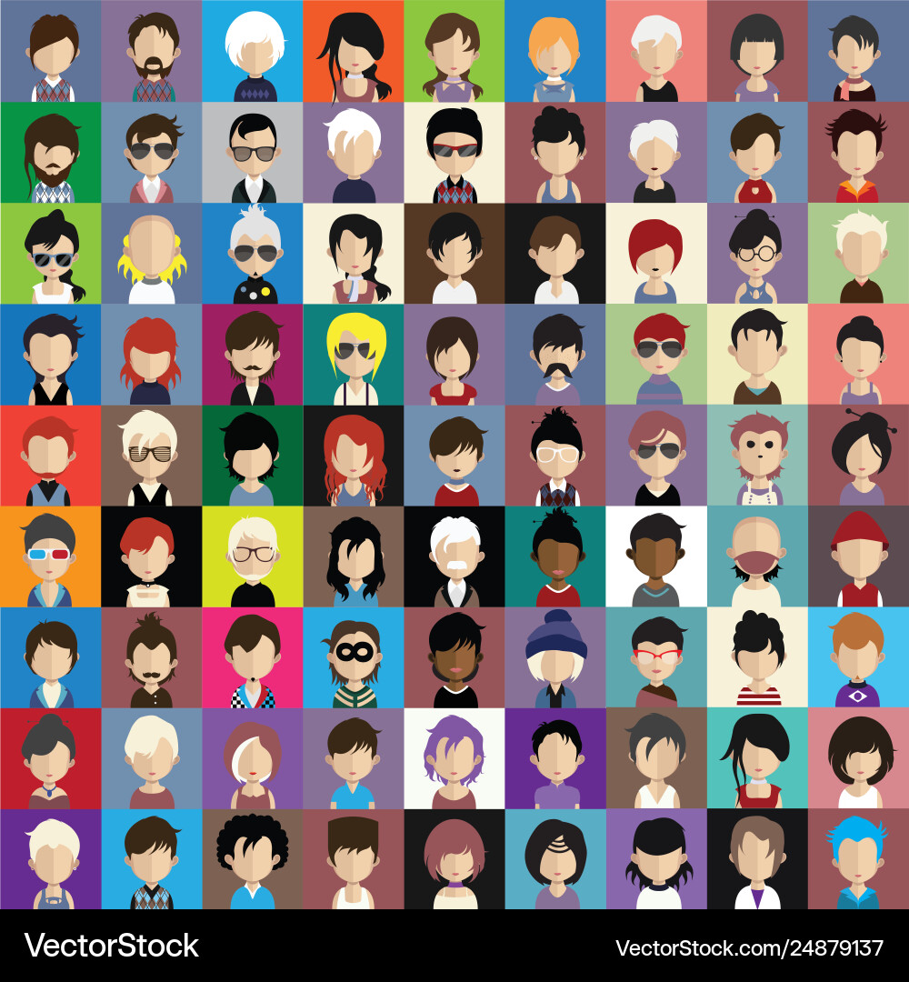 Set colorful avatars characters Royalty Free Vector Image