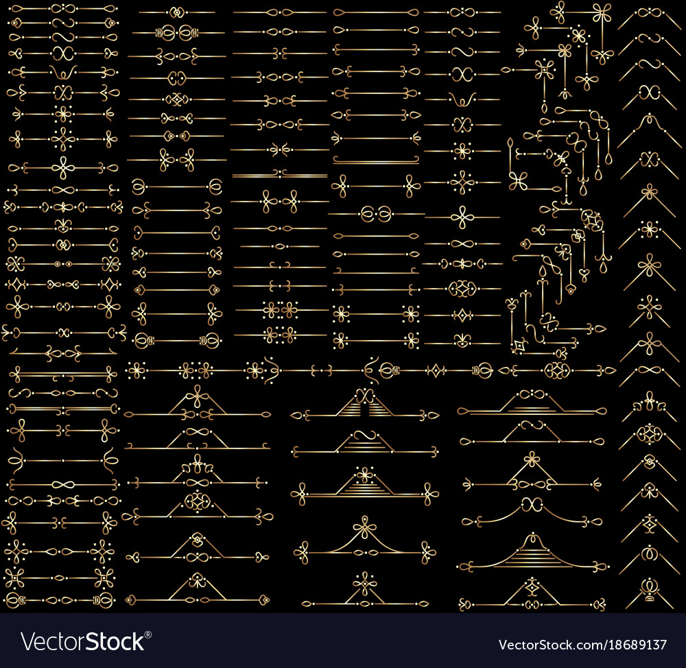 Thin golden design elements Royalty Free Vector Image