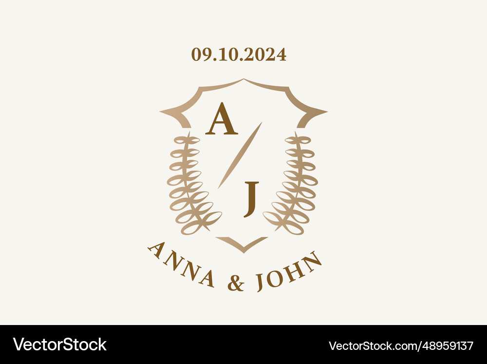 Wedding monogram pro logo Royalty Free Vector Image