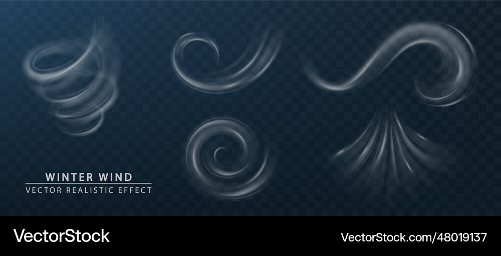Winter wind blow wind swirls isolated Royalty Free Vector