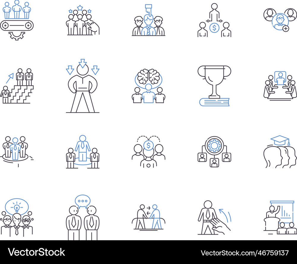 Workmates outline icons collection colleagues Vector Image