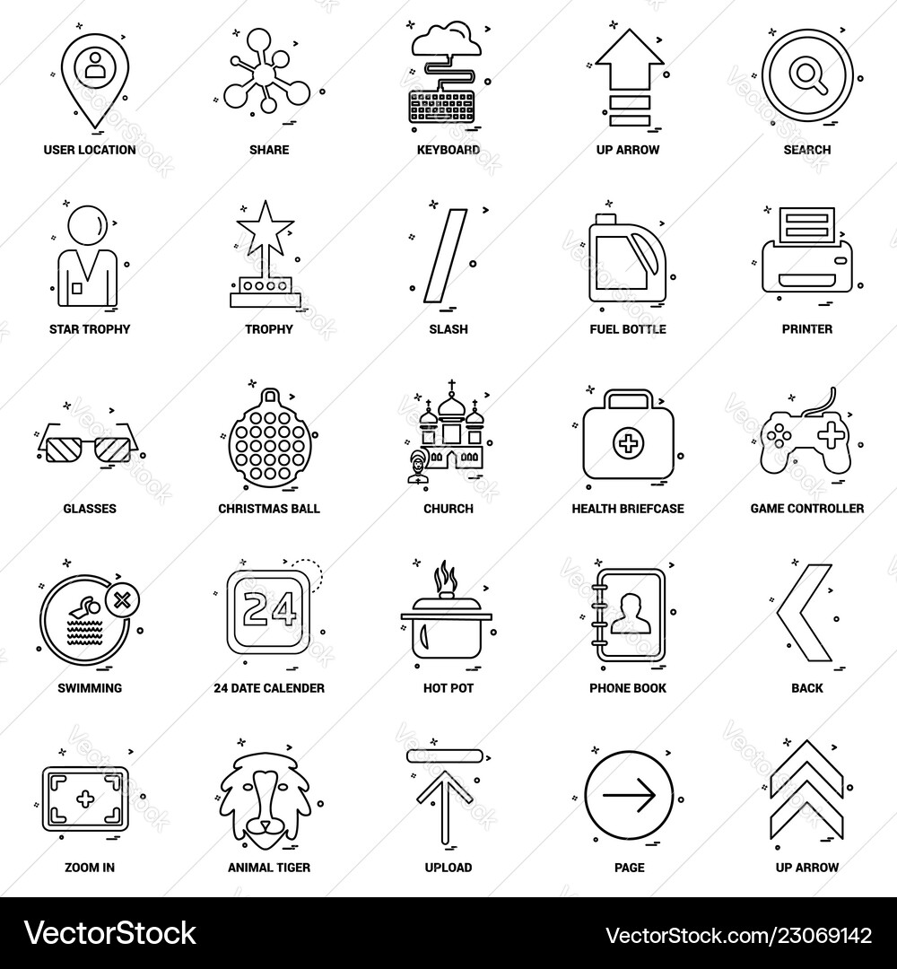 25 business concept mix line icon set Royalty Free Vector