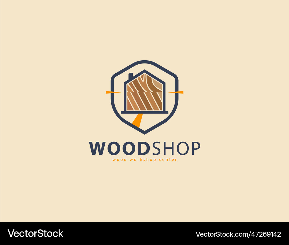 Abstract house and wood workshop concept Vector Image
