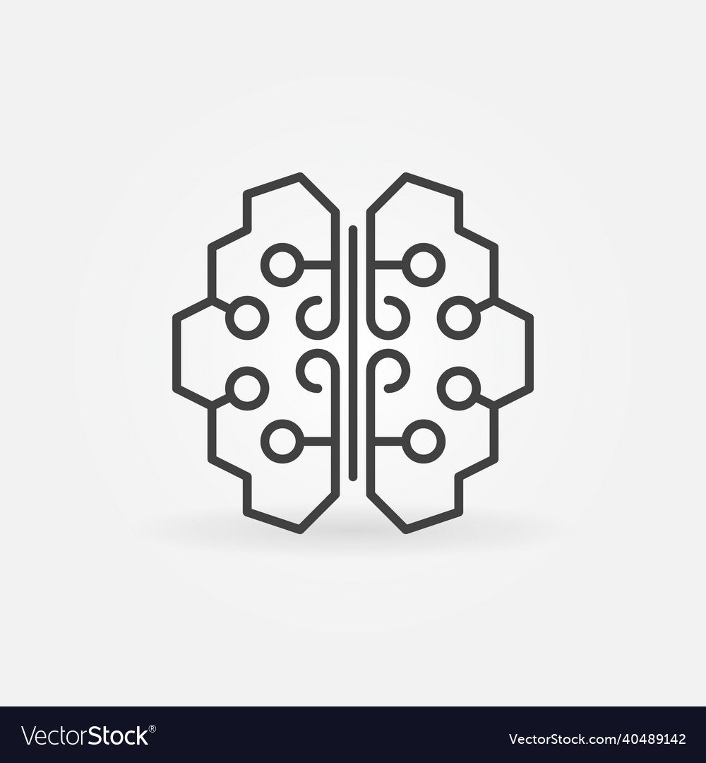 Ai brain concept simple icon in thin line Vector Image