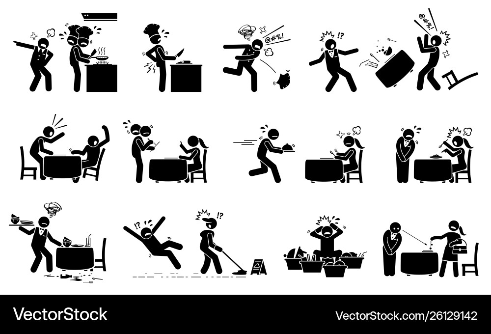 Chaotic restaurant and busy workers the Royalty Free Vector