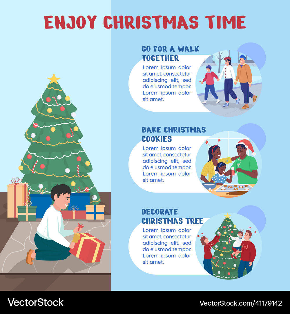 Enjoy christmas time flat color infographic Vector Image