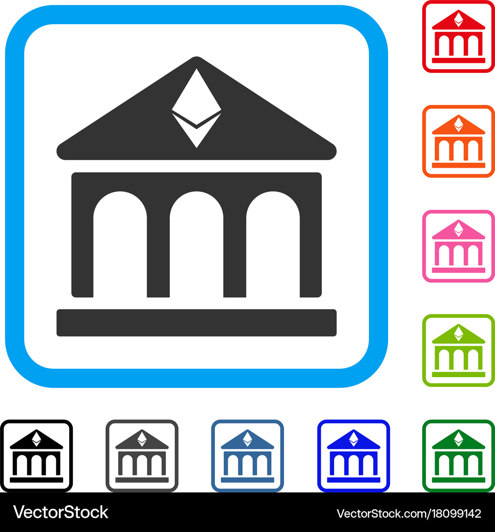 Ethereum bank building framed icon Royalty Free Vector Image