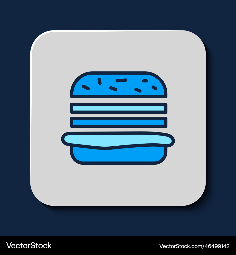 Filled outline burger icon isolated on blue Vector Image
