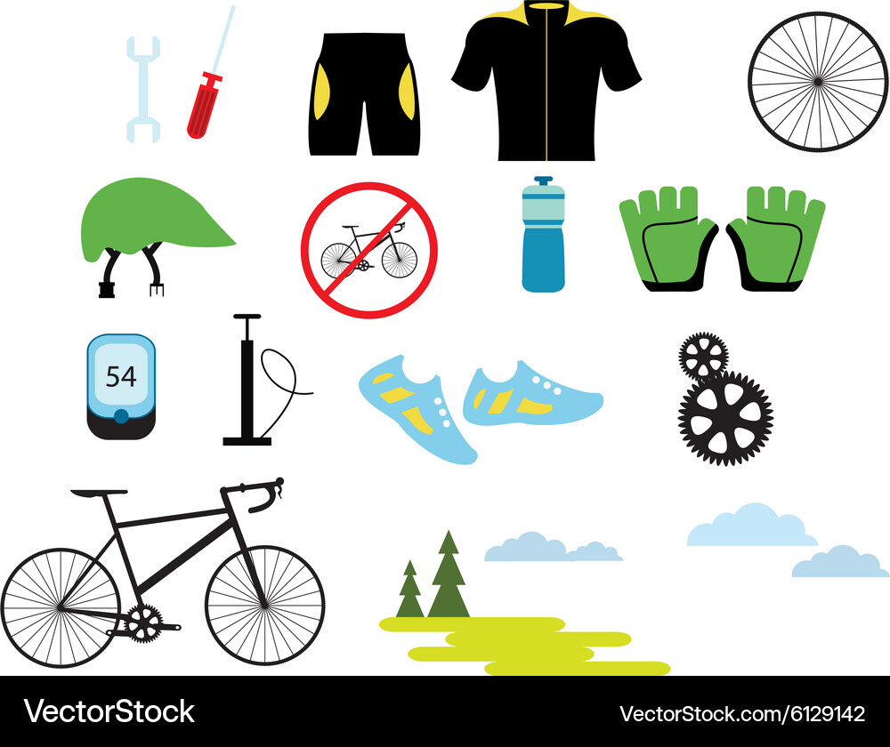 Flat Cycling Gear Set Royalty Free Vector Image