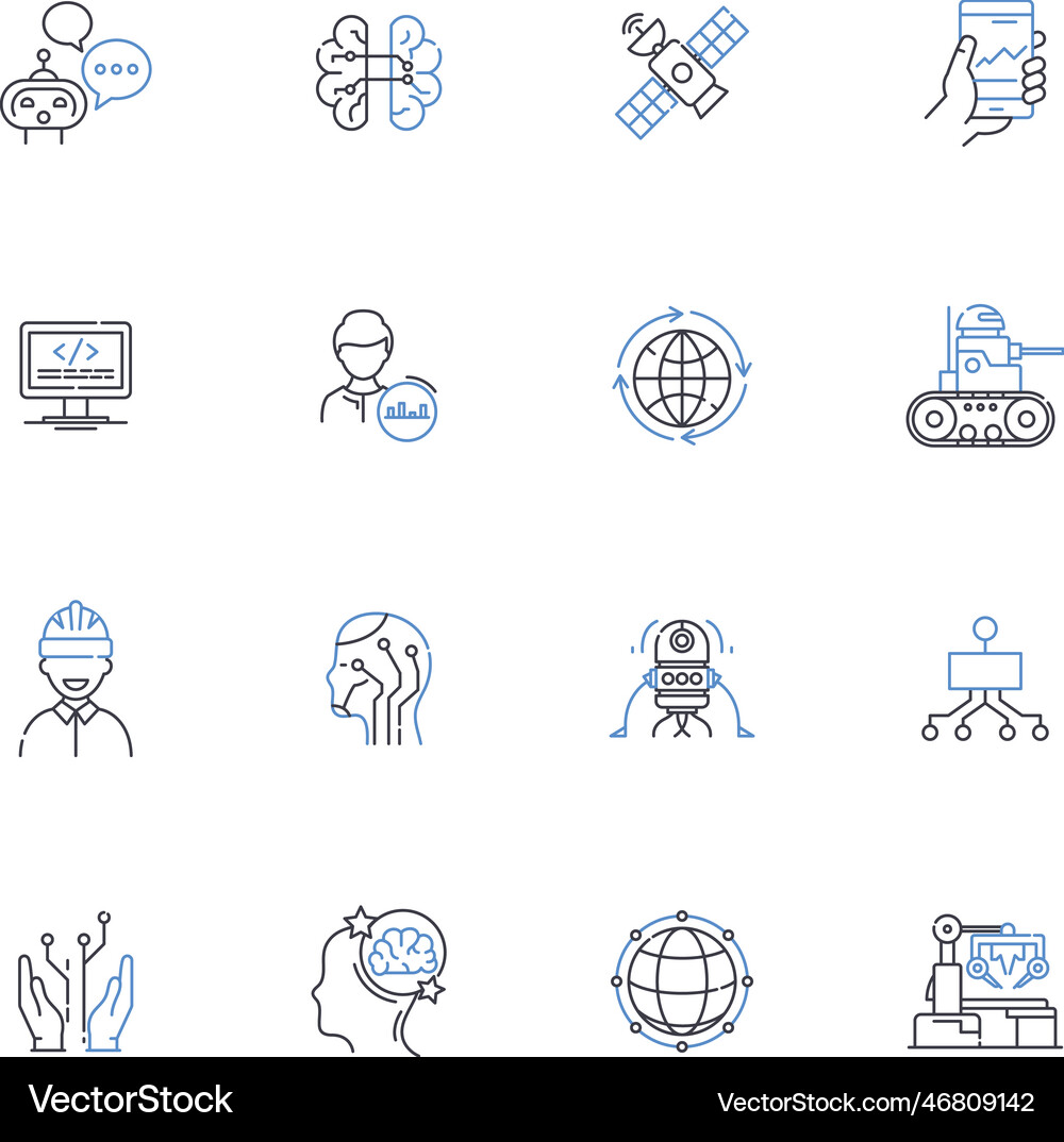 Google adwords line icons collection campaigns Vector Image