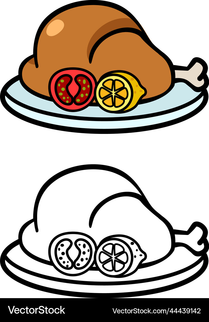 Isolated colorful and black white roasted Vector Image