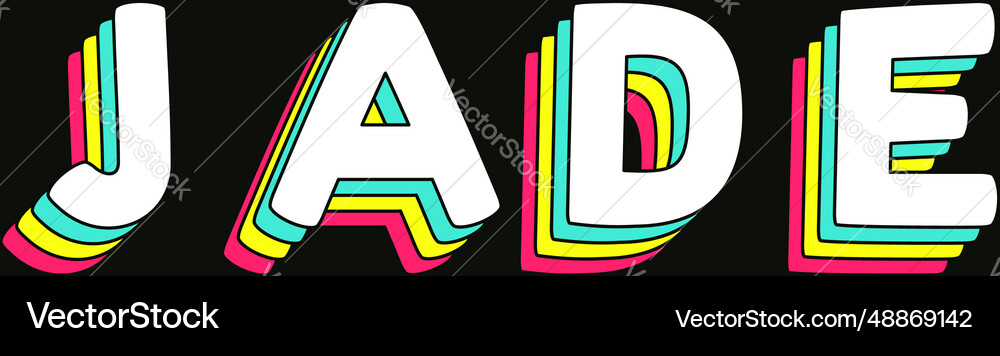 Jade - retro rainbow typography faded style Vector Image