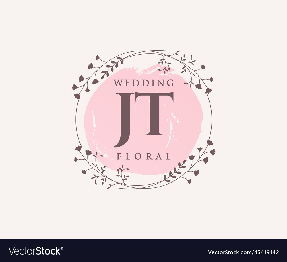 Jt initials letter wedding monogram logos Vector Image