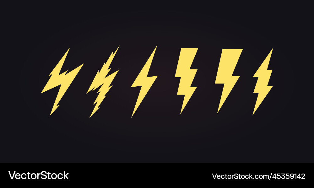 Lightning icon set cartoon lightening bolt logo Vector Image