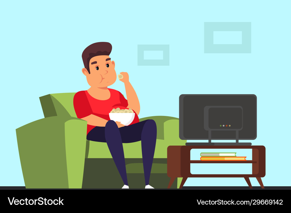 Man watching tv flat Royalty Free Vector Image