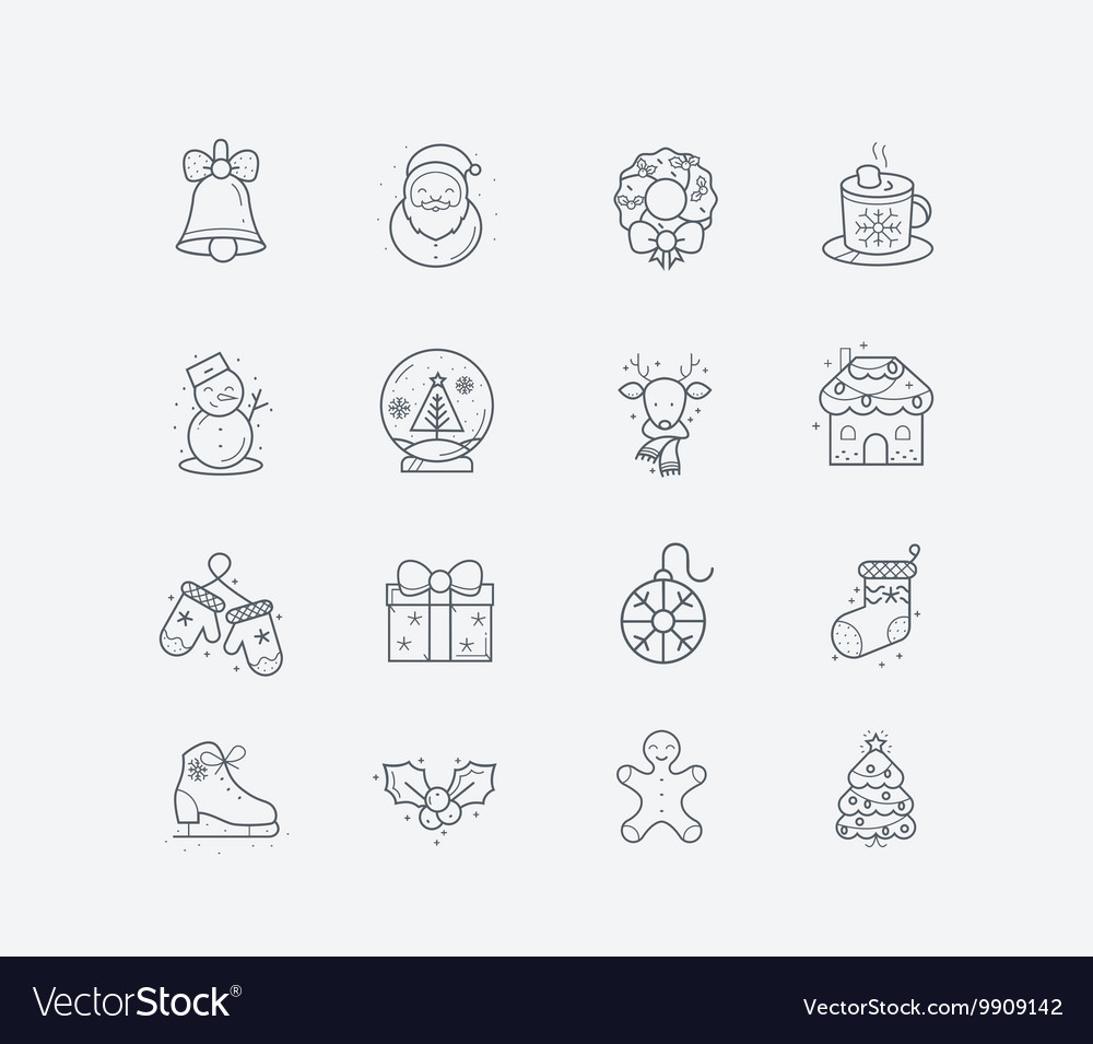 Merry Christmas Icon Set Royalty Free Vector Image