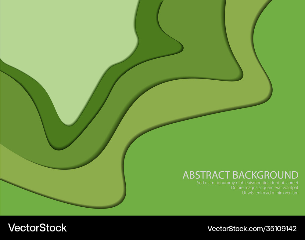 Paper cut shape green color abstract line wave Vector Image