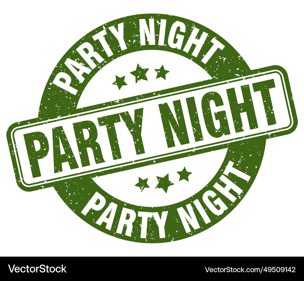 Party night stamp label round grunge Royalty Free Vector