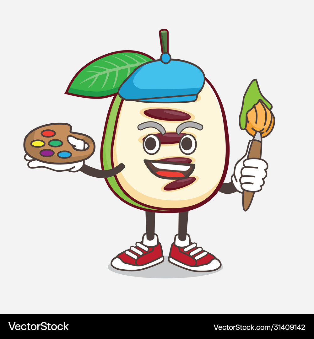 Pawpaw fruit cartoon mascot character painter Vector Image