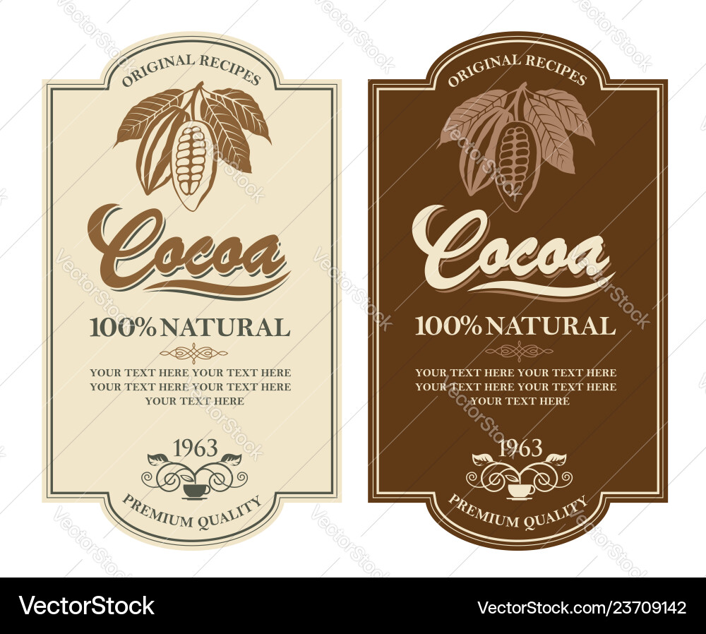 Set of cocoa labels Royalty Free Vector Image - VectorStock