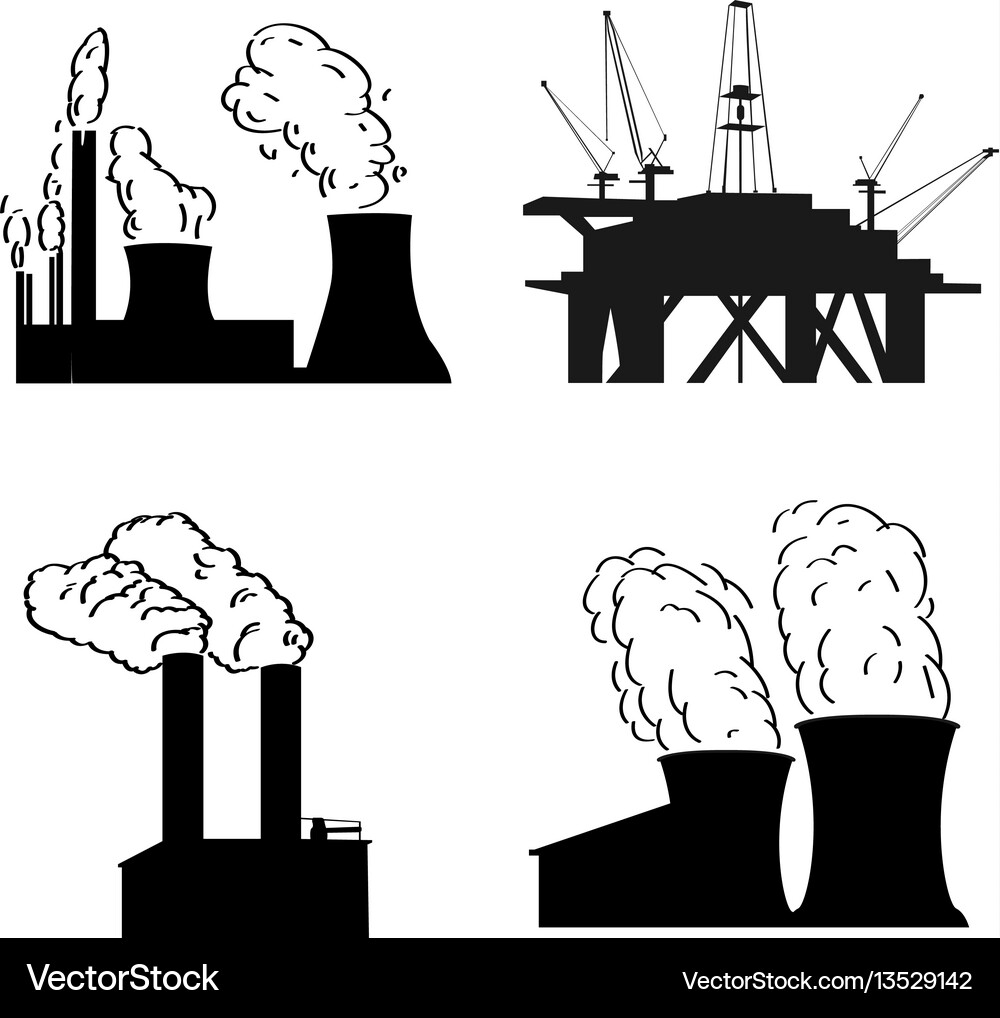 Set of pwer plants Royalty Free Vector Image - VectorStock