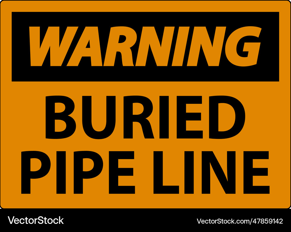 Warning sign buried pipe line on white background Vector Image