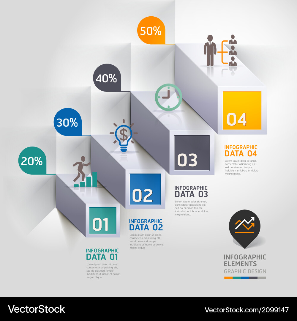 3d business infographic staircase diagram Vector Image