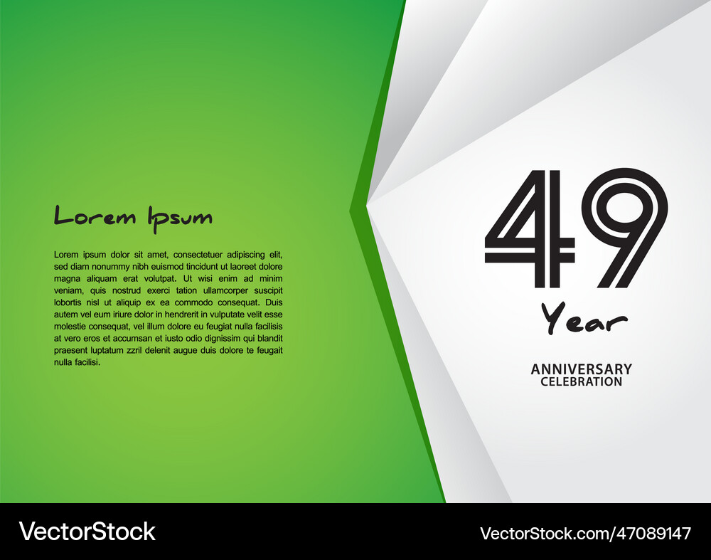 49 year anniversary celebration logotype on green Vector Image