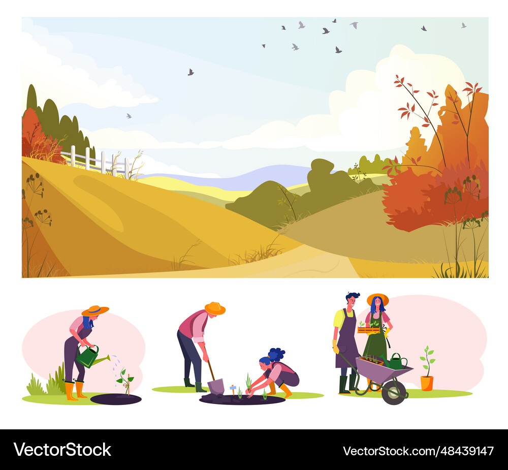 Agriculture flat set Royalty Free Vector Image